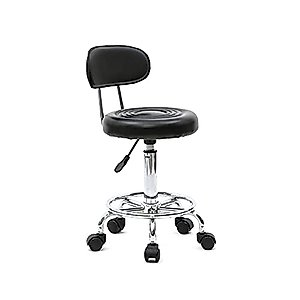 Henf Multi-Purpose Salon Massage Stool with Back Cushion and Wheels Rolling Adjustable Hydraulic Office Drafting Chairs Facial Spa Tattoo Stools Chairs,Black