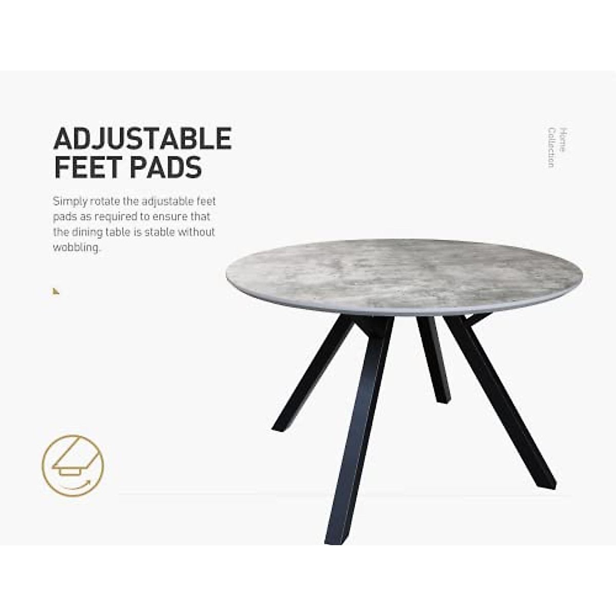 Acanva Small Round Dining Table for 4 Person, MDF & HPL Surface and Sturdy Base Structure, Modern Design for Kitchen, Living Room & Apartment, Easy Assembly, 43.3” Diam. x 30” H, Grey Concrete