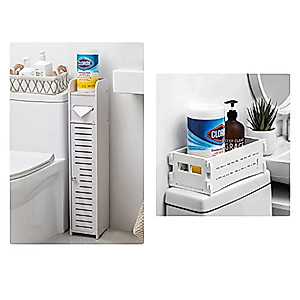 Bathroom Storage,Toilet Paper Holder Storage Fit for Small Spaces,Narrow Bathroom Cabinet with Bathroom Basket Great for Tiny Room,2 Bundle White by AOJEZOR