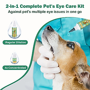 CuteBone Gentle Dog Eye Wash 3.38 fl.oz & Eye Drops 0.34 fl.oz Kit - Effectively Relieve Dry Eye Itching & Redness - Cleanses Dirt & Reduces Irritation - Eliminate Tear Stains for Pet