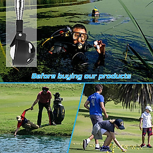 Golf Ball Retriever, Golf Ball Retriever Telescopic for Water with Automatic Locking Scoop, Ball Retriever Tool Golf with Grabber Tool, Golf Accessories Golf Gift for Men (Black and Orange, 15ft)