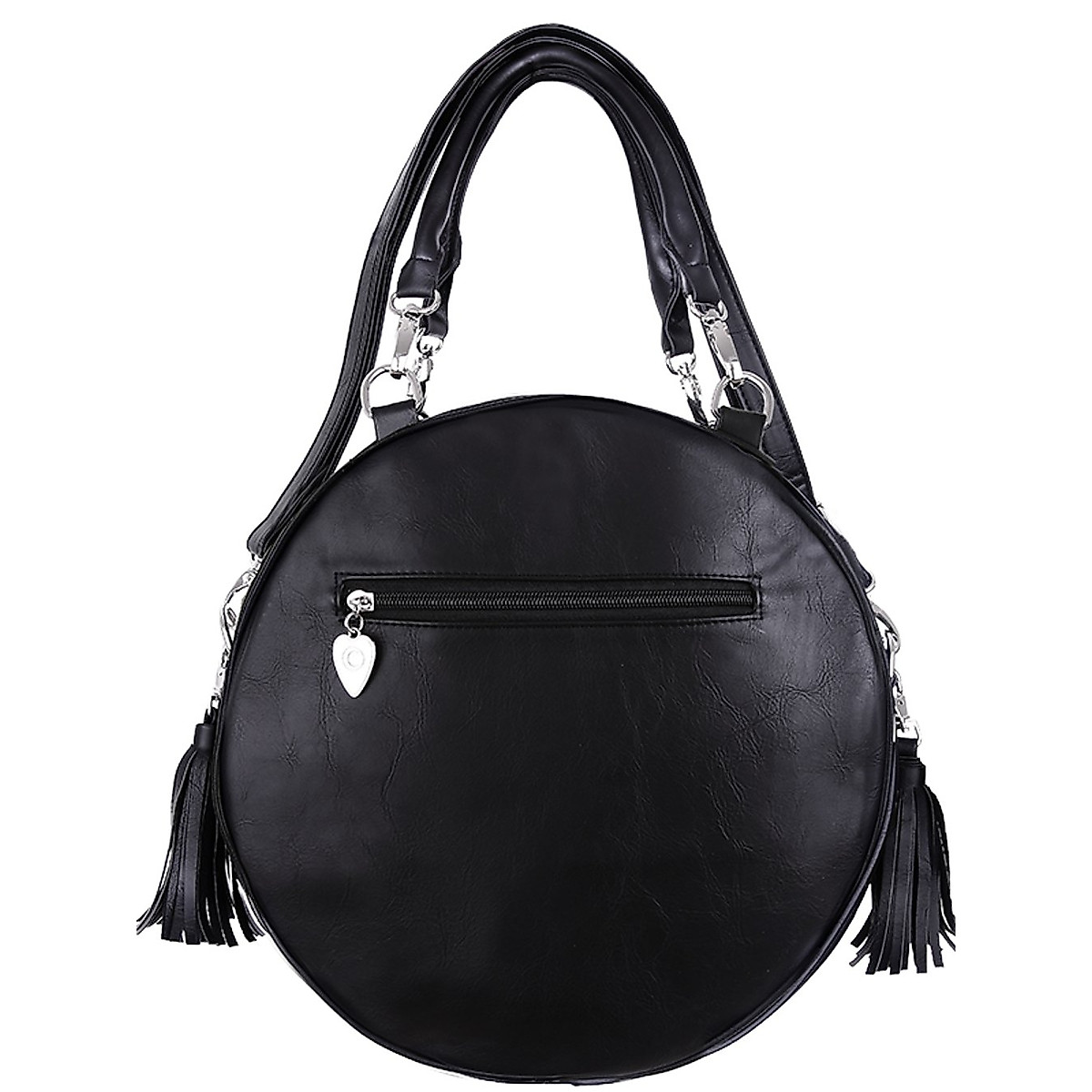 Restyle Gothic Occult Henna Round Bag Black Faux Leather Moon Handbag