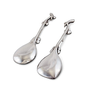 Arthur Court Designs Aluminum Dogwood Pattern Salad Serving Set, Salad Servers, Salad Spoon, Salad Fork 10.75 inch Long