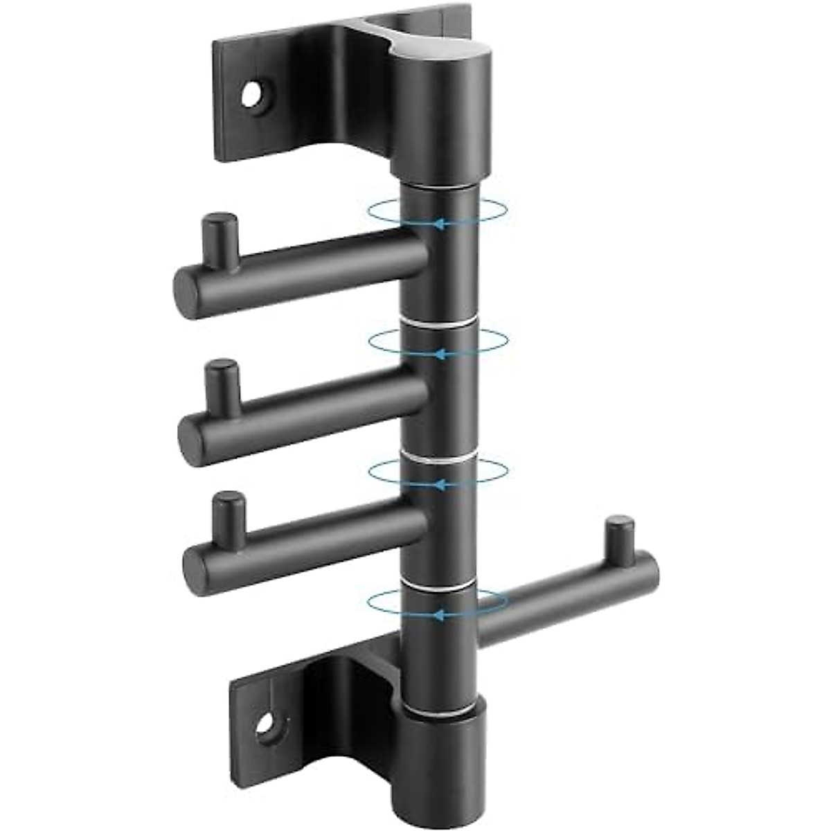 Generic Metal Vertical Hooks Rack with 3 Rotatable Arms Black Swivel Towel Hook for Bathroom Kitchen Towel Item Storage Swivel Towel Rack Wall Mounted for Bathroom Accessories