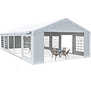 PEAKTOP OUTDOOR 16'X32' Party Tent Heavy Duty Wedding Party Tent Outdoor Patio Tent Outdoor Gazebo Event Shelter Canopy with Carry Bags
