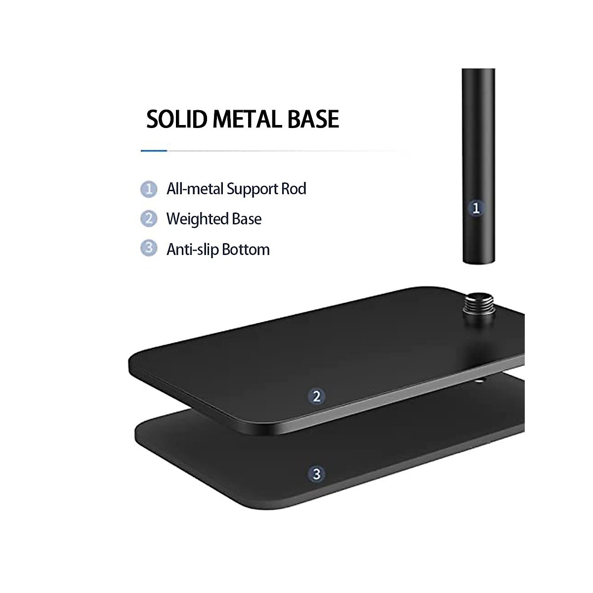 HIBORI Projector Stand Floor Projector Mount Adjustable Height 16 to 48 Inch Universal Projector Ceiling Mount 360 Degree Rotation Compatible with XGIMI, VANKYO, Jinhoo, AuKing