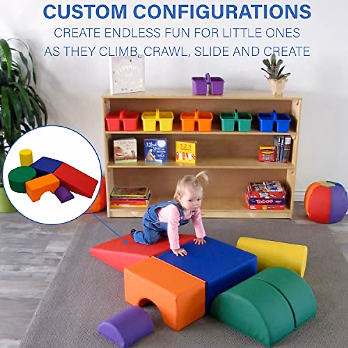 Factory Direct Partners 12364-CT SoftScape Playtime and Climb Multipurpose Playset for Infants, Toddlers 9m-2yrs (6-Piece)- Contemporary
