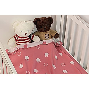 Gabby Loop - Baby Receiving Blanket for Boys Girls, Infant Swaddle Newborn Essential Soft Warm 100% Muslin Cotton, 30 x 40 inches, Pink Apple