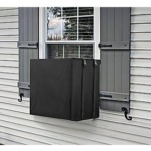 Sunolga Air Conditioner Covers for Window Units, Window Air Conditioner Cover with Water Resistant and Windproof Design - 17W x 13H x 12D Inches, Black