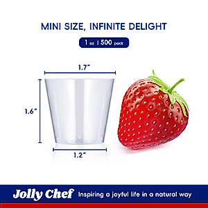 JOLLY CHEF 500 Pack Plastic Shot Glasses 1 oz Disposable Cups 1 Ounce Tasting Cups Party Cups Perfect for Thankgiving Halloween Christmas Parties