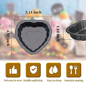 LIDSCURA 10 pcs Mini Fluted Tube Pan, 4 Inch Carbon Steel Fluted Cake Mold Cup with Flower Shape, Nonstick Cake Pan Mini Tube Oven Baking Mold for Cupcake, Bread, Bavarois, Brownie, Love Heart Shape