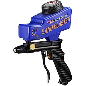 LE LEMATEC AS118 Sand Blaster Gun Kit for Air Compressor, Paint/Rust Remover for Metal, Wood & Glass Etching, Up to 150 PSI Blasting Media for Aluminum, Sand, Walnut Shells & Soda Blaster Jobs, Blue