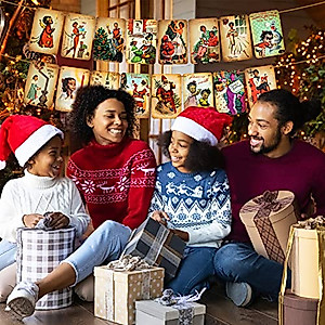 2Pcs African American Christmas Decorations Wooden Banner Black Santa Christmas Wall Window Fireplace Black Santa Claus Victorian Style African American Xmas Decorations for Xmas Home Kitchen Decor