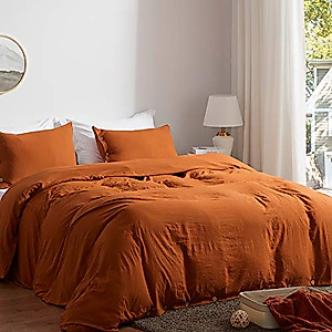 SunStyle Home Umber Duvet Cover Set King (104"x90"), 3 Pieces Luxury Bedding Set with Button Closure, Skin-Friendly Solid Color Printed Comforter Cover Set