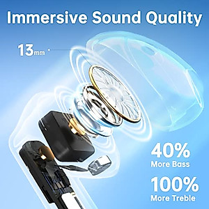 GIEC True Wireless Earbuds with 4 Mics for Clear Calls Noise Cancelling Bluetooth Headphones 50H Playback with Translucent Charging case IPX7 Waterproof Stereo Sound Earphones Semi-in-Ear Ear Buds