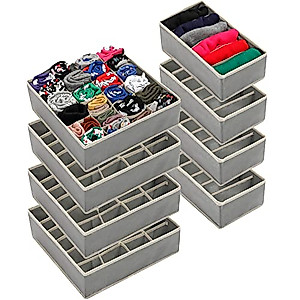 Kenning 8 Pieces Sock Underwear Drawer Organizer Dividers Set Fabric Foldable Cabinet Closet Organizers and Storage Boxes for Storing Socks Underwear Ties