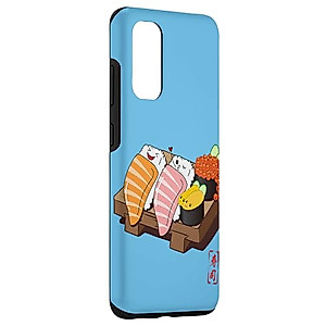 Galaxy S20 Happy Nigiri Sushi, Ikura and Uni on Wooden Plate Case