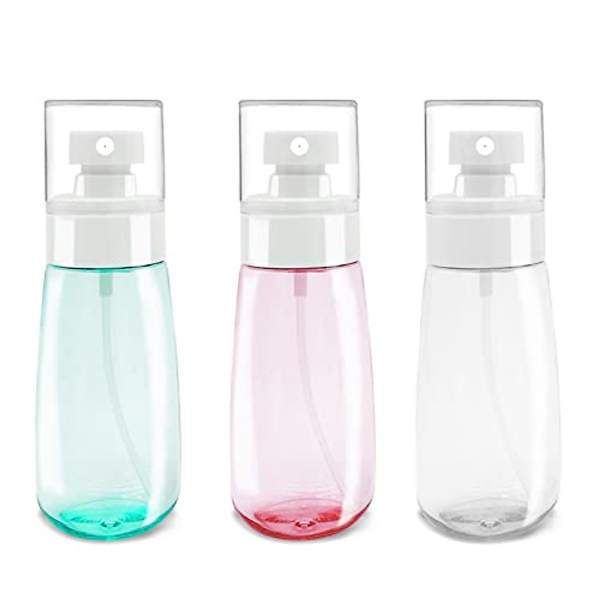 Portable Travel Spray Bottle,3Pcs 100ml/3oz Fine Mist Hairspray Bottle for Essential Oils, Empty Airless Makeup Face Spray Bottle Clear Refillable Travel Containers for Cosmetic Skincare Perfume.