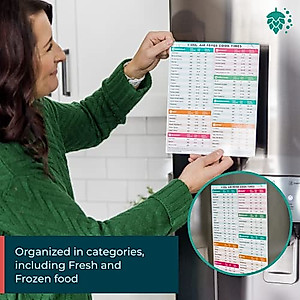 Pine & Pepper Air Fryer Magnetic Cheat Sheet | Instant Pot Accessories | Air Fryer Cooking Times Chart - Quick Reference Guide for Cooking & Frying 88 Foods, Water Resistant, Easy to Clean