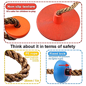 Unicam Climbing Rope Tree Swing for Kids with Platforms and Disc Swings Seat, Playground Swing Set, Outdoor Play Toys, Children Trees House Swing, with Carabiner and Strap Kit