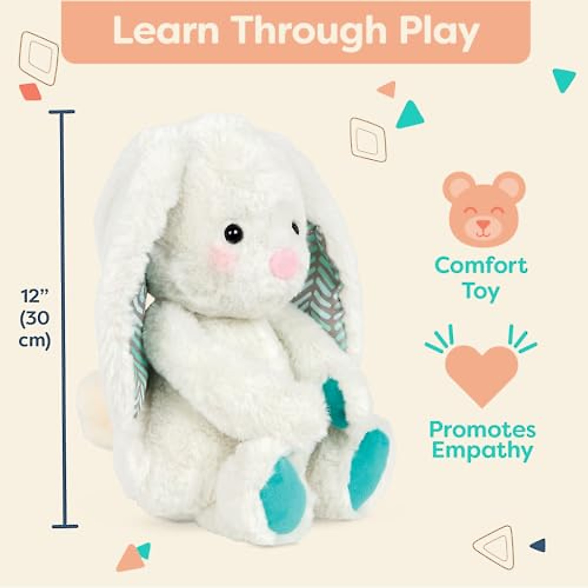 B. toys- B. softies- 12" Plush Bunny– Soft & Cuddly Plush Bunny – Huggable Stuffed Animal Rabbit Toy – Washable- Happy Hues- Peppy Mint Bunny- 0 Months +