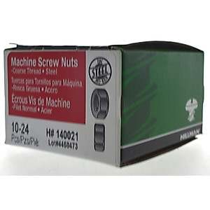 Hillman 140021 Hex Machine Screw Nut,10-24,100-Pack, zinc