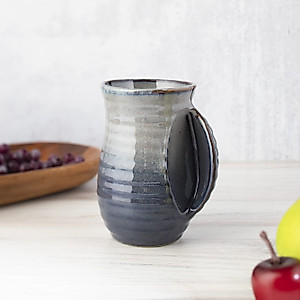 GUTE Hand Warmer Mug, Ceramic and Hand Painted - Contoured Pocket will Hold Warmth From The Heat Of Your Drink To Keep Your Fingers Warm, Comfy Handwarmer (Lagoon Grey)