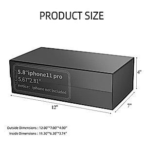 Gift Box 1PC 12x7x4 Inches, Groomsman Box, Rectangle Collapsible Box with Magnetic Lid, Large Wrap Cardboard Paper Shipping Storage Box, Presents Box for Wedding Christmas Birthdays (Matte Black)