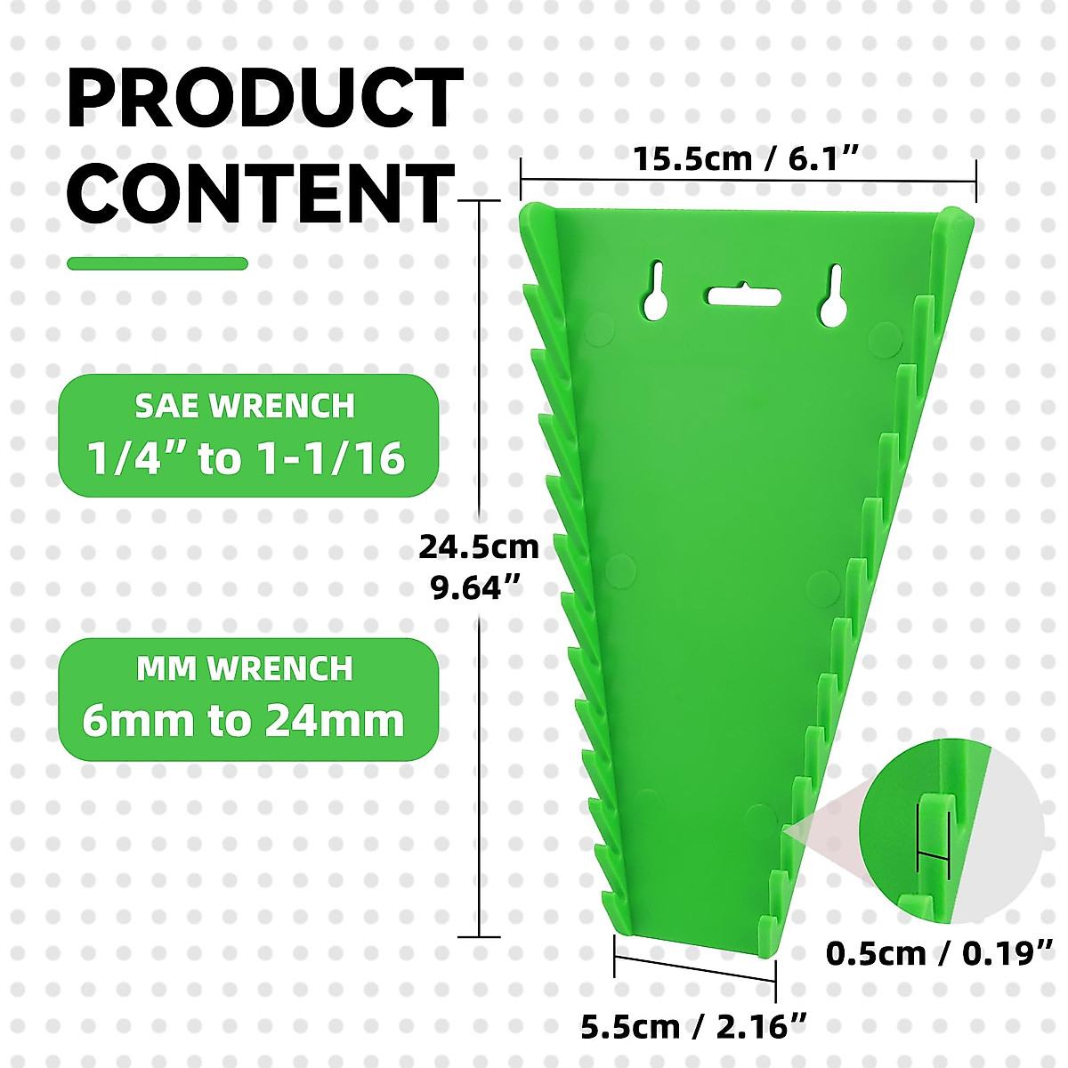 FTIHTRY 4Pack Magnetic Wrench Organizer wrench rack Tool Trays, Premium Quality Wrench Holder SAE(1/4" - 1/16") and Metric(6mm-24mm)