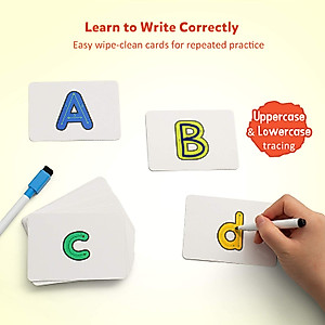 Coogam Reading & Spelling Learning Toy, Wooden Letters Flash Cards Sight Words Matching ABC Alphabet Recognition Game Preschool Educational Tool Set for 3 4 5 Years Old Boys and Girls Kids