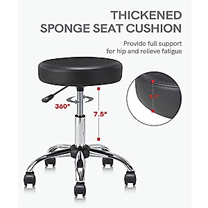 KLASIKA Rolling Drafting Stool Chair with Height Adjustable Base for Office and Massage Spa Medical Salon Tattoo Beauty Barber