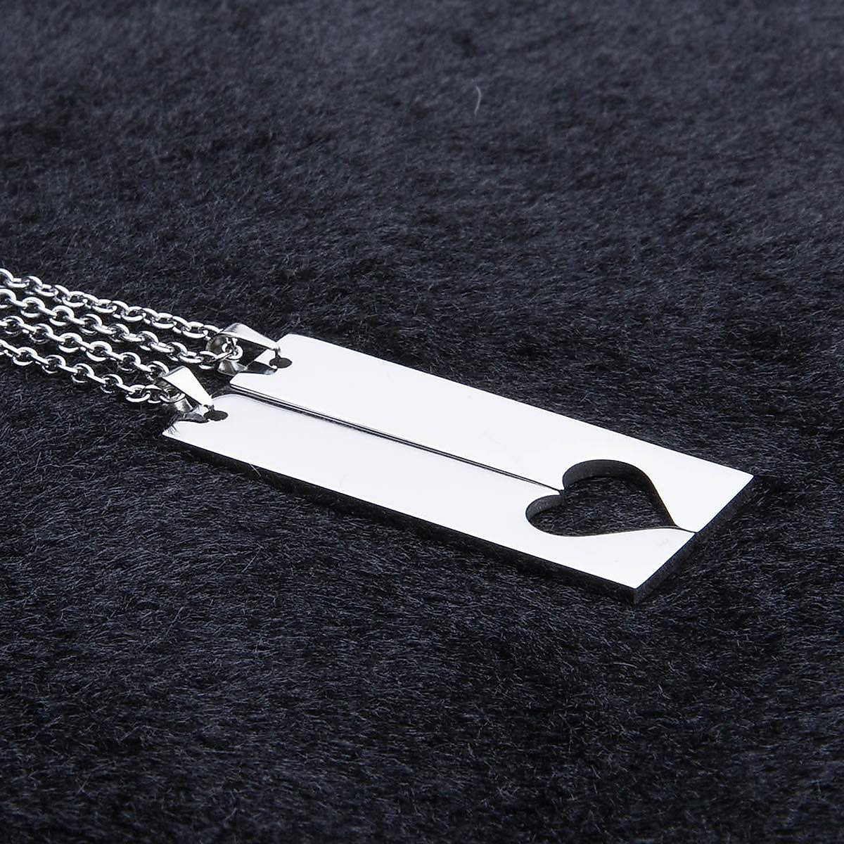 Fanery Sue 2PC Personalized Name Necklace Custom Engraved Matching Heart Puzzles Pendant Anniversary for Couples Best Friends