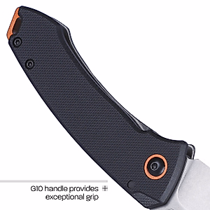 CRKT Tuna Compact EDC Pocket Knife: Everyday Carry Plain Edge Folder, IKBS Ball Bearings, Thumb Stud Open, Frame Lock with G10 Handle 2522,Gray/Black