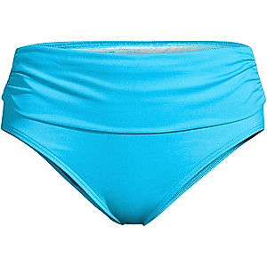 Lands' End Womens Chlorine Resistant Fold Over Mid Waist Bikini Bottoms-Alpha Turquoise Regular X-Large