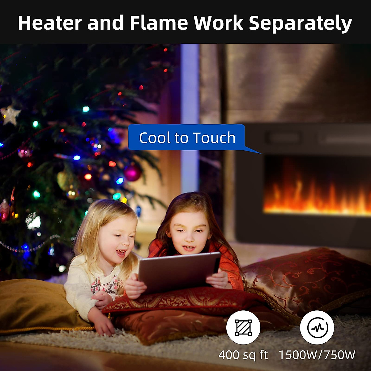 Zionheat 36 inches Electric Fireplace-Wall Fireplace for Living Room-Fireplace Heater Insert Wall Mounted with Remote Control,Timer,12 Flame Colors,750/150W