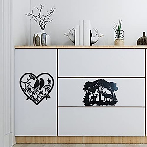 Clear Crystal Ball Ornaments Animal Metal Art Deer Bear Wrought Iron Silhouette Hollow Wall Art Decor Door Sign Home Decoration Garden Valentines Day Ornaments for Tree Glass