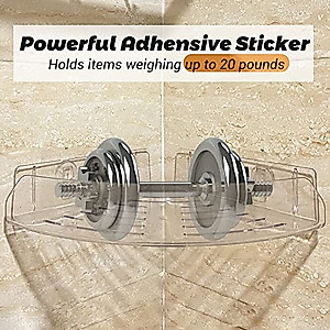 Fadilo Acrylic Corner Shower Caddy Shelf, Adhesive Wall Mounted Bathroom Shower Shelf Organizer for Inside Shower Kitchen Storage, No Drilling Clear Shower Shelves for Toilet, Shampoo, Dorm (2 Pack)