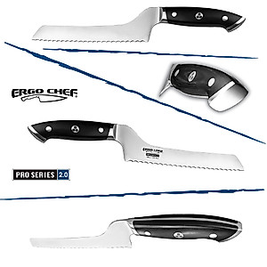 Ergo Chef 8-In Serrated Offset Bread & Deli Knife - Pro Series 2.0 - Forged High Carbon 7Cr17Mov Stainless Steel – Ergonomic Black Pakkawood Handle