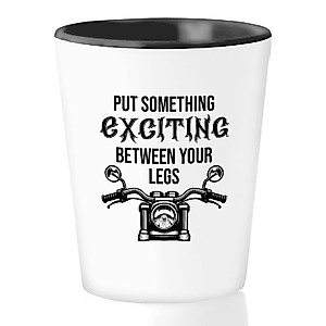 Bubble Hugs Biker Shot Glass 1.5oz White - Put Something Exciting Between Your Legs - Motorcycle Motorbike Rider Adult Humor
