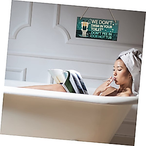 STOBOK 3pcs Bathroom Wall Wooden Sign Bathroom Signs for Door Wood Decor Christmas Decor Bathroom Funny Sign Bathroom Decor Funny Pool Sign Bathroom Wall Sign Bathroom Hanging Pendant