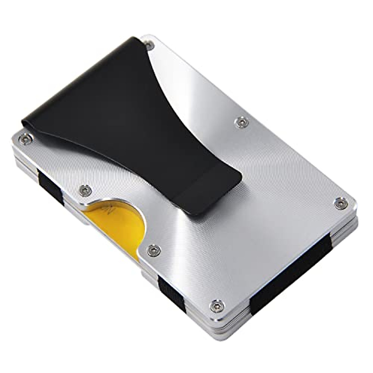 Metal Wallets for Men with Money Clip - Slim Minimalist Aluminum Wallet Credit Card Holder RFID Blocking(Cd Raised Grain, Silver)