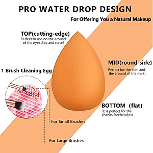 Makeup Brushes Rose Golden 14 Pcs Makeup Brush Set with Blender Sponge and Brush Cleaner Premium Synthetic Kabuki Foundation Face Powder Blush Eyeshadow Cruelty-Free Brochas De Maquillaje