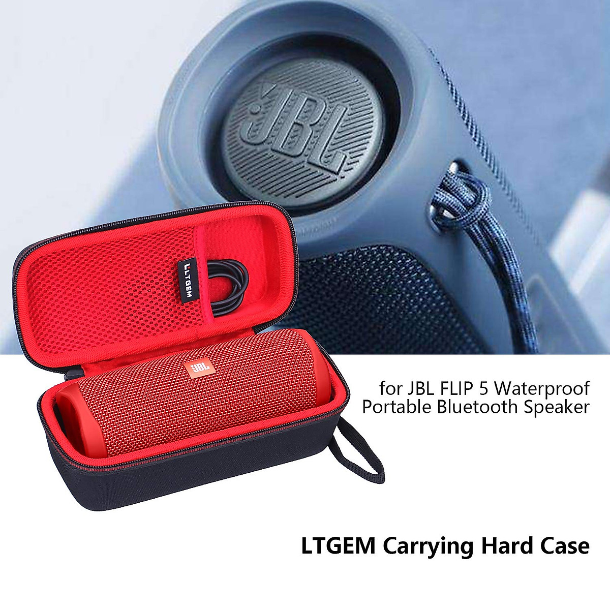 LTGEM EVA Hard Case Compatible with JBL FLIP 6 FLIP 5 Waterproof Portable Speaker - Travel Protective Carrying Storage Bag （Red ）