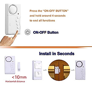 Fridge Door Alarm with Delay Upgrade 3/15/30/60 Seconds Security Window/Door Alarm for Home Safety Loud 108dB Freeze Door Open Chime Refrigerator Alert (1 Set)