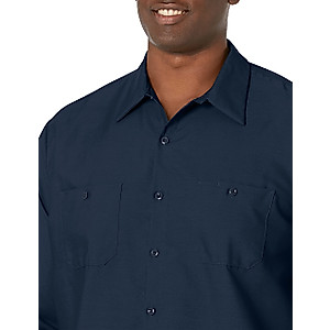 Red Kap Men's Industrial Work Shirt, Regular Fit, Long Sleeve, Navy, X-Large