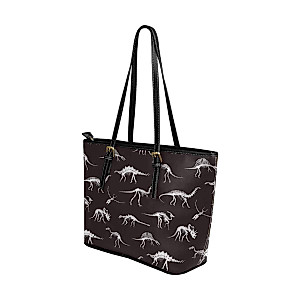 InterestPrint Dinosaur Bones Women Totes Top Handle HandBags PU Leather Purse
