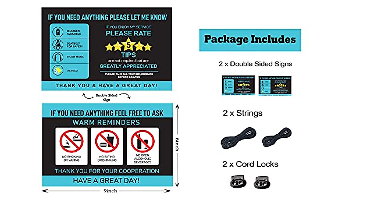 Get More Tips & 5-Star Ratings with Rideshare Sign 2-Pack