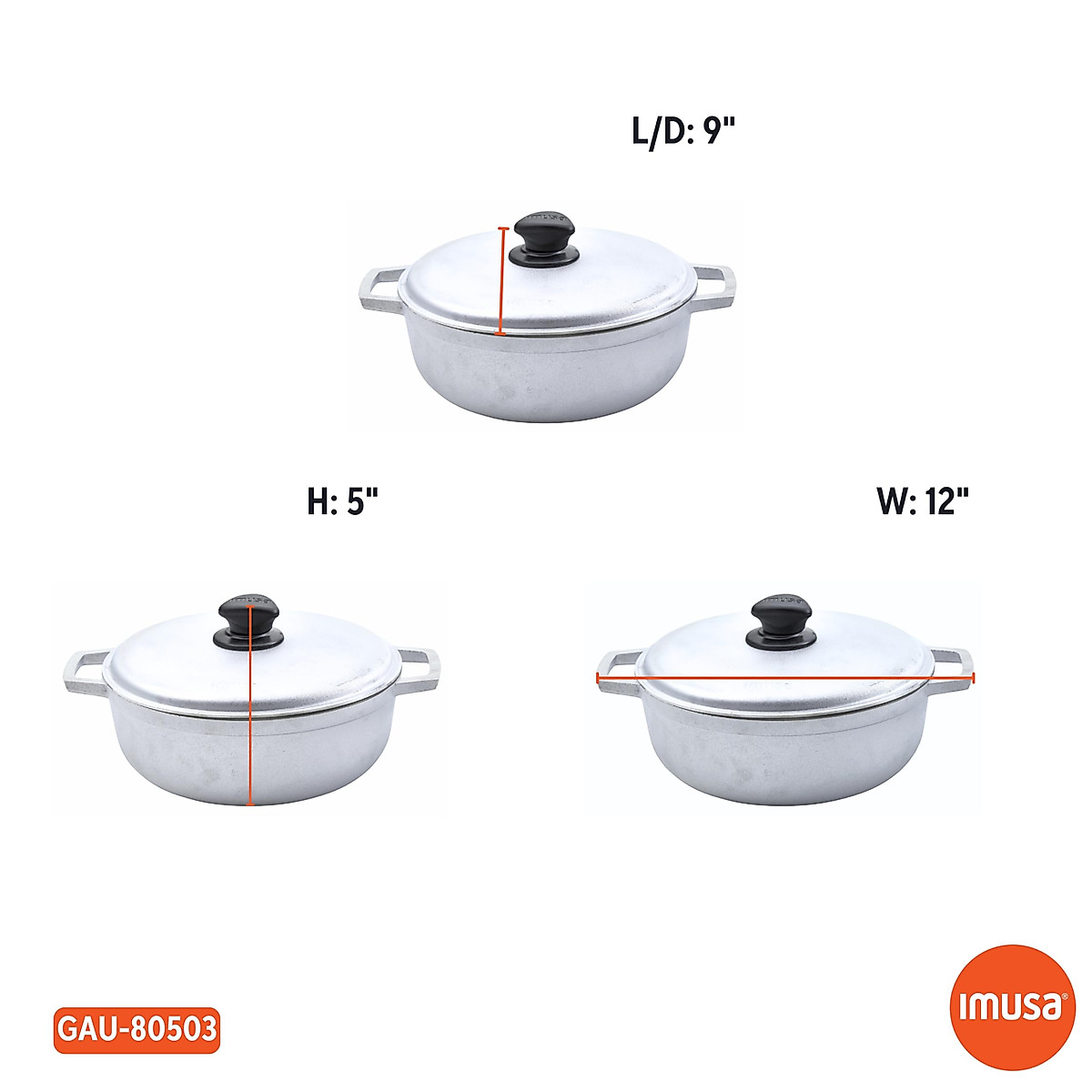 IMUSA USA GAU-80503 2.6Qt Traditional Colombian Caldero (Dutch Oven) for Cooking and Serving, Silver