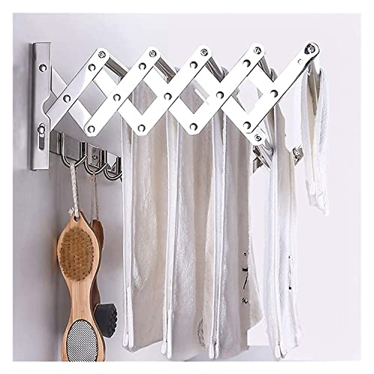 XMCX 40-100cm Wall Mounted Clothes Rail Laundry Drying Rack Foldable Space-Saving Airer Coat Hanger Racks Dryer Rod Hooks Easy Storage (Size : 100cm/39.4in)