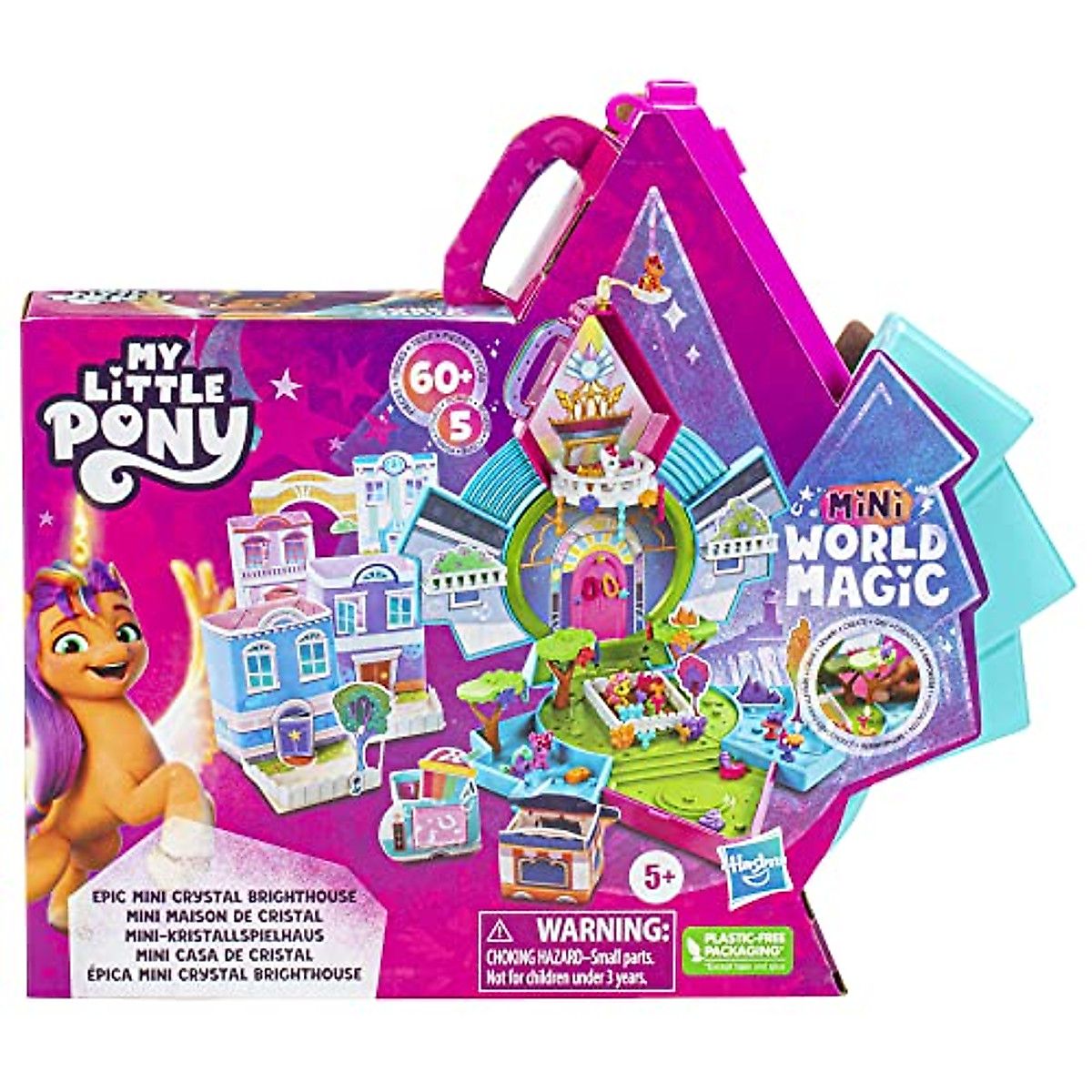 My Little Pony Mini World Magic Epic Crystal Brighthouse Toy, Buildable Playset with 5 Collectible Figures, for Kids Ages 5 and Up